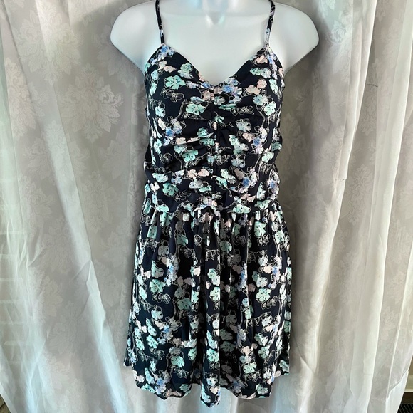 Eclair | Dresses | Eclair Blue Floral Ruched Crepe Mini Dress | Poshmark